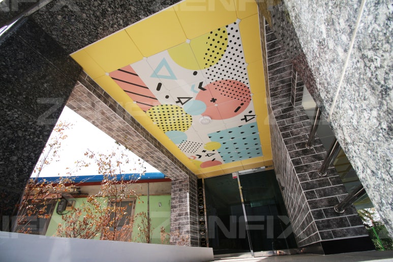 경량철골공사 천정재 추천 외부 주차장필로티캐노피 천정 시공 준불연 Dmc금속천장재 추천 보강용 캡 시스템