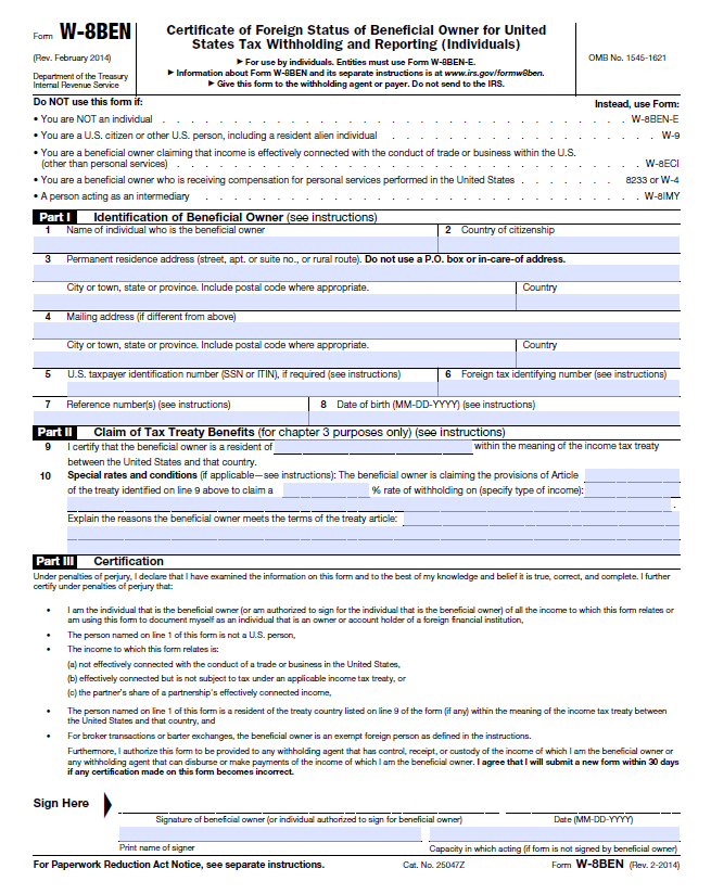W-8BEN, W-8BEN-E 서식 : 네이버 블로그